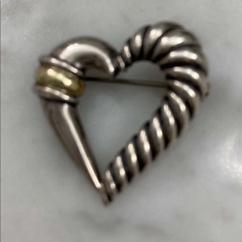 David Yurman Heart Pin Sterling & 14k - Gem